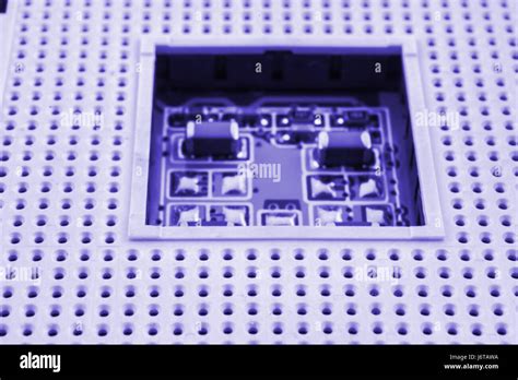 CPU Socket On A Computer Motherboard Macro Close Stock Photo Alamy