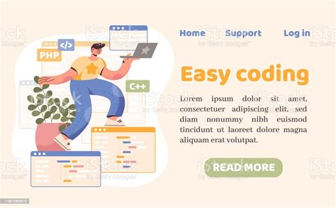 Computer Programming Pc Coding Landing Programmer Or Developer