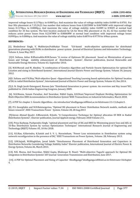 Irjet Optimization Of Distributed Generation Using Genetics Algorithm And Improvement In