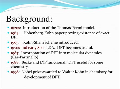 Ppt Density Functional Theory Dft And Time Dependent Density Functional Theory Tdft