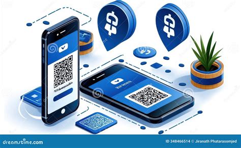 Mobile App Interface With Qr Codes And Digital Payment Symbols For Transactions Stock