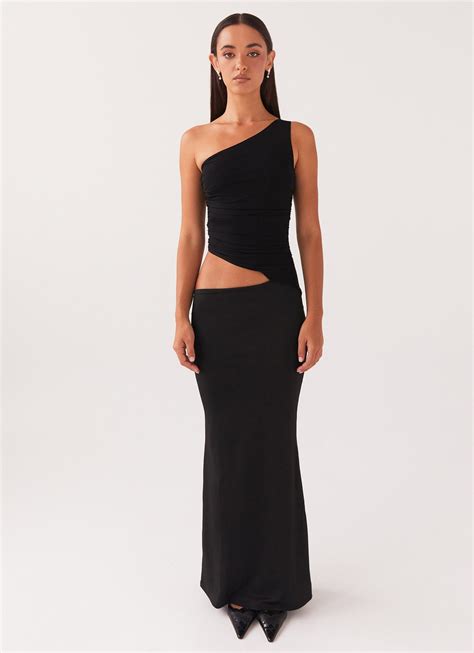 Seranella One Shoulder Maxi Dress Black Peppermayo