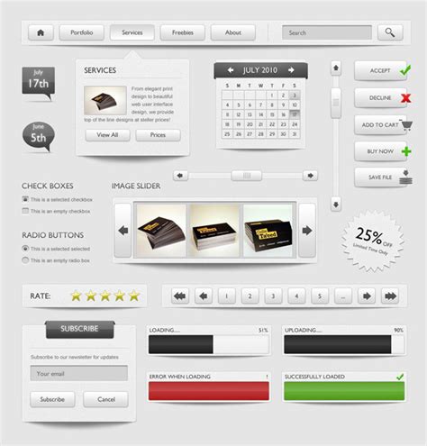Free Classical Apple Style Web Ui Kit Psd Titanui
