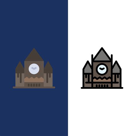 Canada Centre Block Government Landmark Icons Flat And Line Filled Icon Set Vector Blue