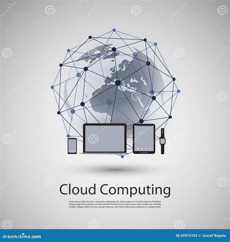 Cloud Computing Or Global Network Concept Design With Earth Globe Network Mesh And Different