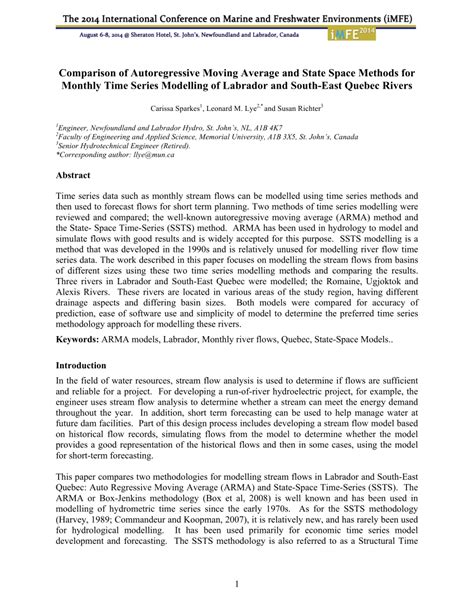 Pdf Comparison Of Autoregressive Moving Average And State Space Methods For Monthly Time