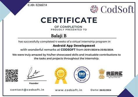 Balaji B On Linkedin Codsoft Androiddevelopment