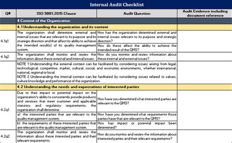 Iso 9001 Checklist Excel Template Free - Free Printable