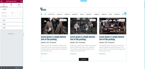 live post filter widget for elementor by element master codecanyon