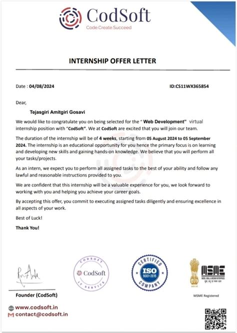 Tejasgiri Gosavi On Linkedin Internship Webdevelopment Codsoft Learning Growth