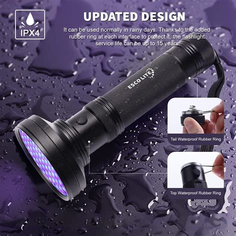Esco Lite Linterna Uv De Luz Negra 100 Luces Led Negras Para Detección