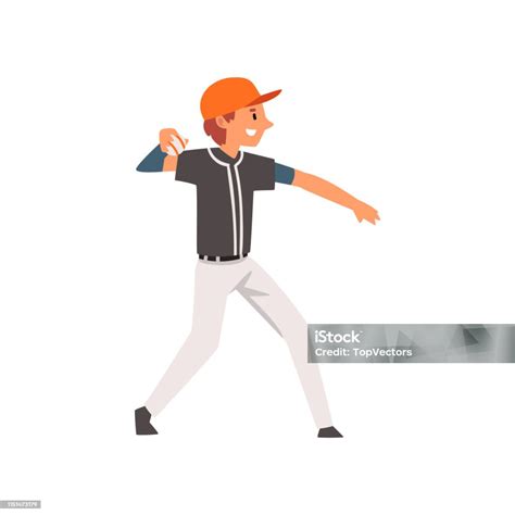 야구 선수 던지는 공 소프트볼 선수 성격 유니폼 벡터 일러스트 레이 션 던지기에 대한 스톡 벡터 아트 및 기타 이미지 던지기 길이 남자 Istock