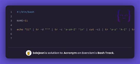 bdejean s solution for acronym in bash on exercism