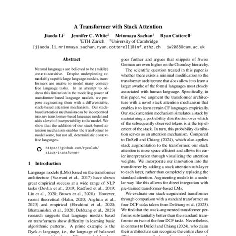 a transformer with stack attention acl anthology