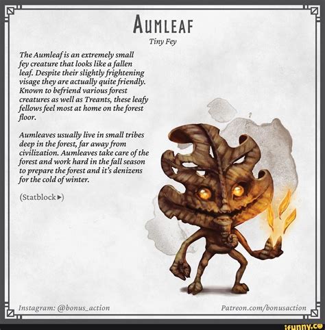 Aumleaf Tiny Fey The Aumleaf Is An Extremely Small Fey Creature That