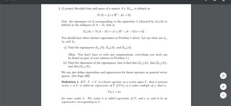 solved 2 5 points recalled that null space of a matrix a €