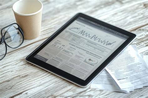 Top View Of Digital Tablet With Business News On Screen Near News