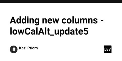 Adding New Columns Lowcalaltupdate5 Dev Community