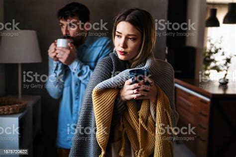 감기나 독감으로 고통받는 담요에 싸인 아픈 남자와 여자 2명에 대한 스톡 사진 및 기타 이미지 2명 가정의 방 감기와 독감 Istock