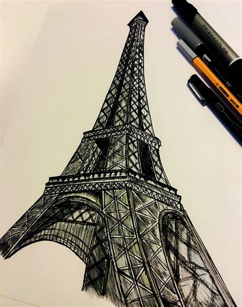 Eiffel Tower Ink Drawing