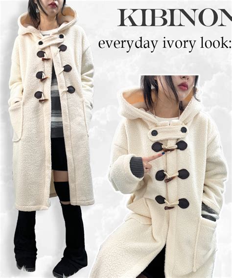 키비논 몽글 후드 떡볶이 양털 후리스 롱 코트