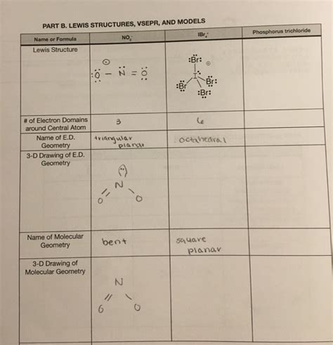 Solved Part B Lewis Structures Vsepr And Models