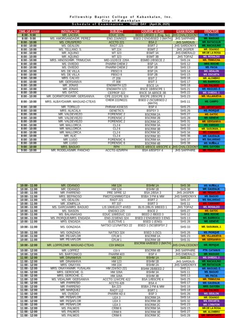 Pre Final Exam Sched 2nd Sem Ay 2024 2025 Pdf