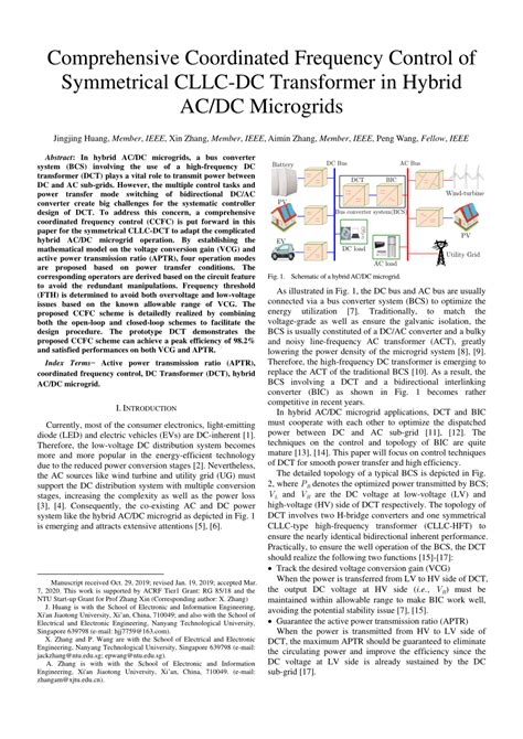 Pdf Comprehensive Coordinated Frequency Control Of Symmetrical Cllc Dc Transformer In Hybrid