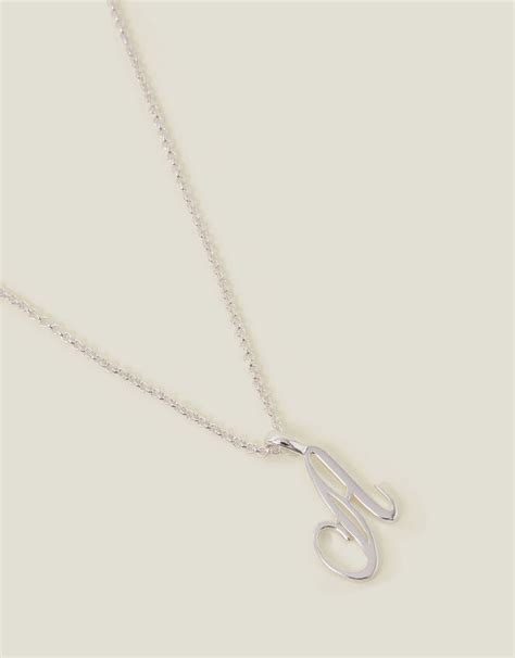 Sterling Silver Plated Initial Necklace Silver Sterling Silver