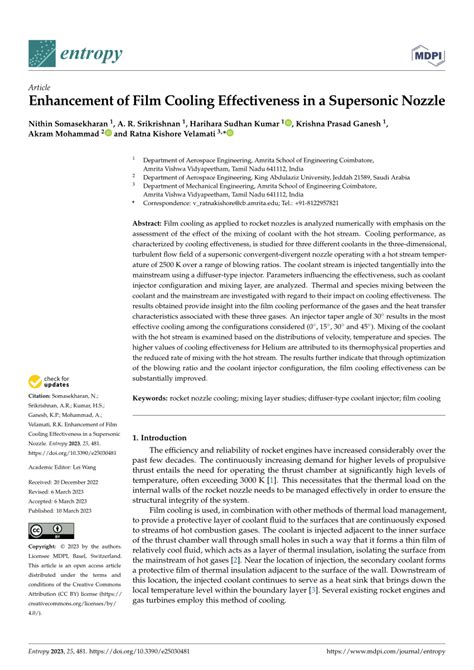 Pdf Enhancement Of Film Cooling Effectiveness In A Supersonic Nozzle
