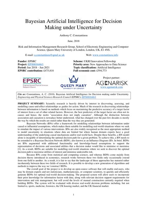 Pdf Bayesian Artificial Intelligence For Decision Making Under