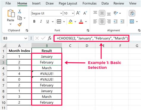 Using The Excel Choose Function With Examples Coefficient