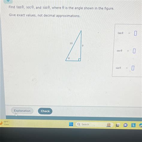 Solved Find tanθ secθ and sinθ where θ is the angle Chegg com