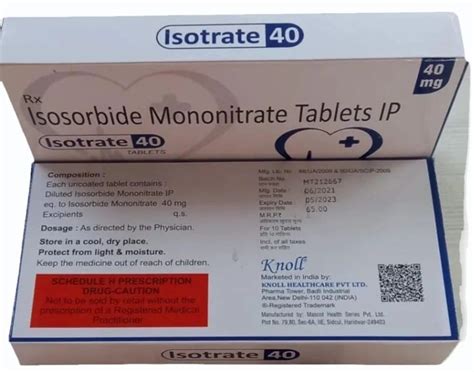 Isosorbide Mononitrate 40mg Tablets At ₹ 65 Stripe Angina In Surat Id 2852473184255