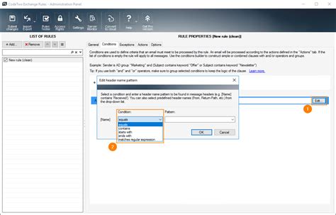 Configuration Of Rules Conditions Message Header CodeTwo Exchange Rules User S Manual