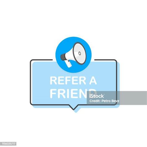 텍스트메가폰 친구 추천 연설 풍선 스피커 비즈니스 마케팅 및 광고 배너 현대 플랫 스타일 벡터 일러스트레이션 컴퓨터 소프트웨어에 대한 스톡 벡터 아트 및 기타 이미지