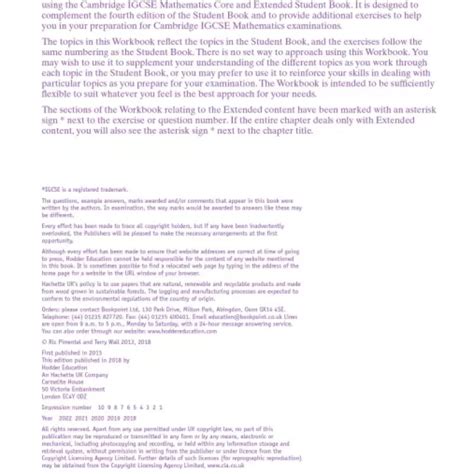 Cambridge Igcse Mathematics Core And Extended Workbook