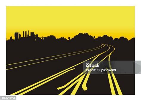 산업 지역 및 숲 실루엣 배경으로 원근시 보기에 철도 분기 선 기차에 대한 스톡 벡터 아트 및 기타 이미지 기차 철도 분기점 철도 트랙 Istock