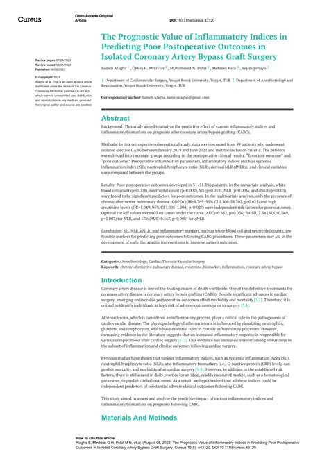 Pdf The Prognostic Value Of Inflammatory Indices Inpredicting Poor Postoperative Outcomes