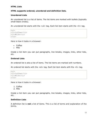 Basic Html Notes Pdf Web Design And Html Internet