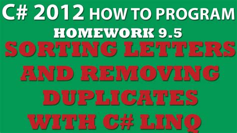 C 95 Sorting Letters And Removing Duplicates With Linq Youtube