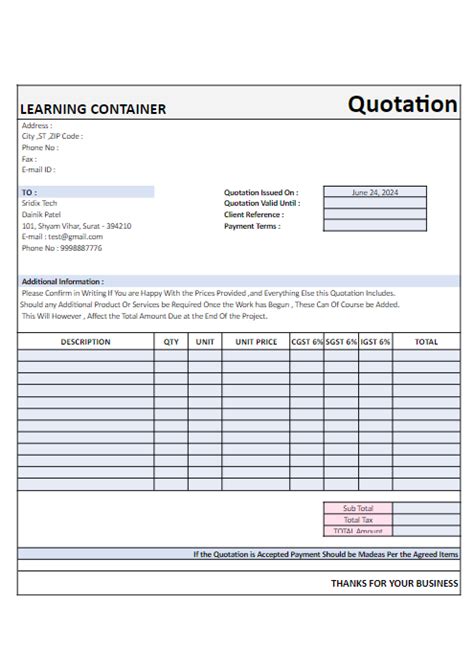 50 Professional Quotation Template In Excel Free Download
