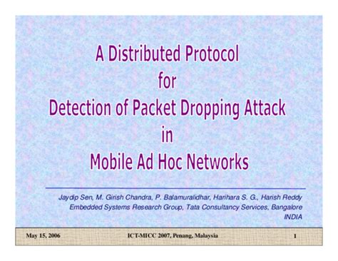 pdf a distributed protocol for detection of packet dropping attack in