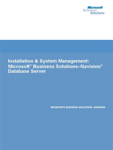 Installation And System Management Microsoft Business Solutions Navision Database Server Pdf