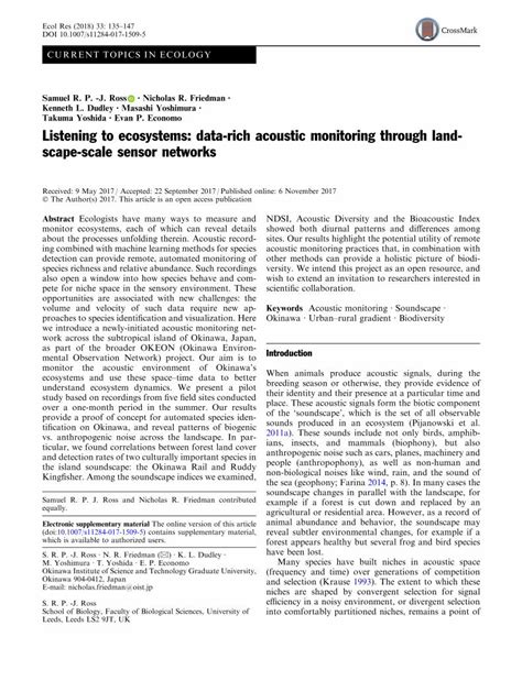 Pdf Listening To Ecosystems Data Rich Acoustic Analyzing