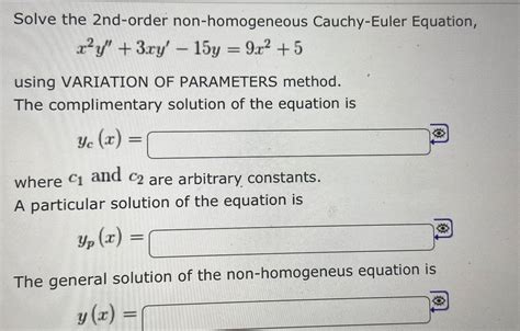 Solved Solve The 2nd Order Non Homogeneous Cauchy Euler