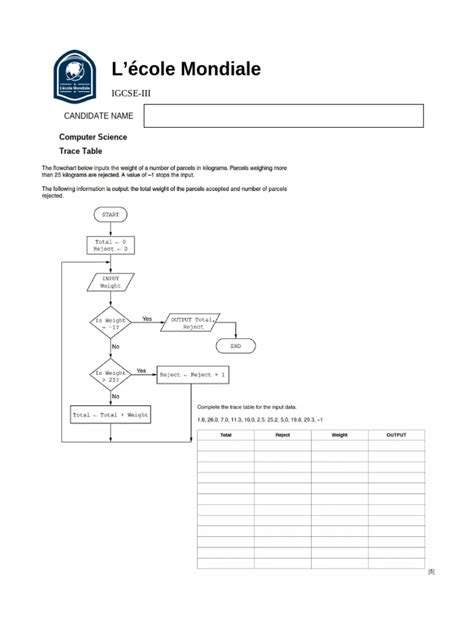 Trace Table Pdf