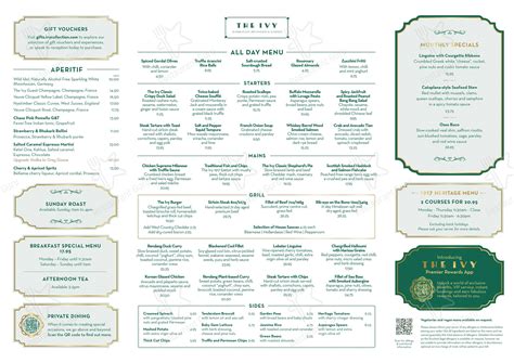 Menu At The Ivy Bournemouth Brasserie Restaurant Bournemouth
