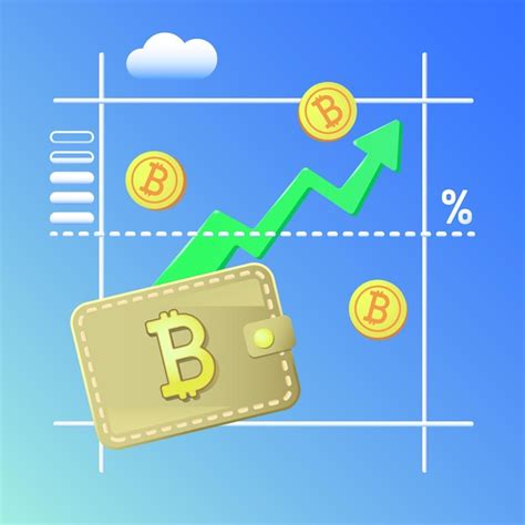 Premium Vector Business Illustration Crypto Wallet Growth Chart Bitcoin Template Banner