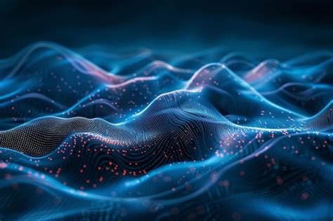 Abstract Digital Landscape With Glowing Particles Premium Ai